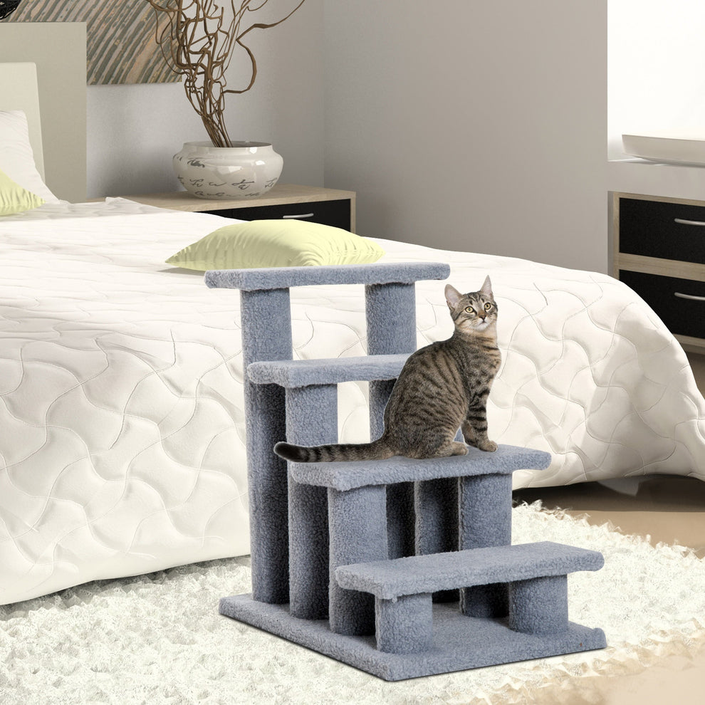 PawHut Pet Ramp Stairs Cat Tree Ladder Safety Steps Climbing Frame ...