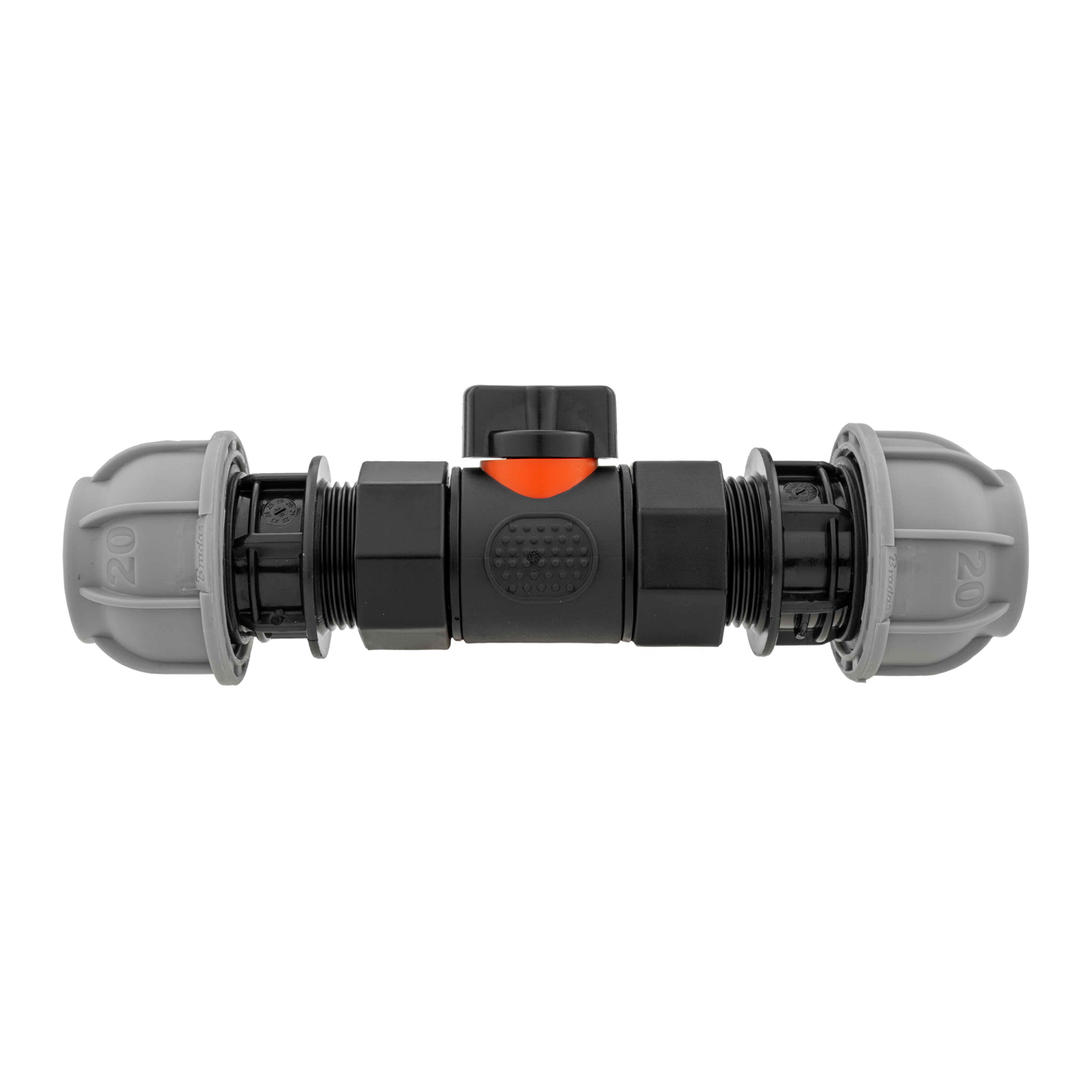 In-Line BSPF Valve with 2 x 20mm MDPE Straight Connectors – TurfStore